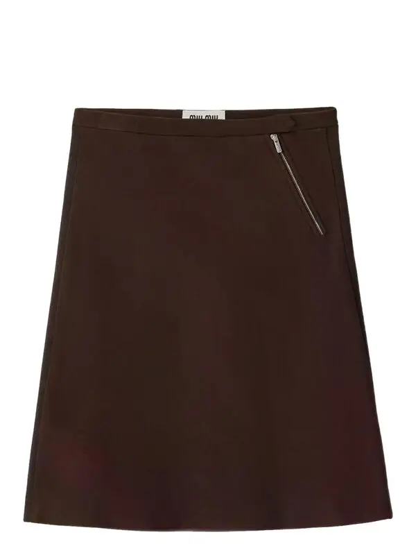 Miu Miu Logo-detail Ribbed Mini Skirt - Brown