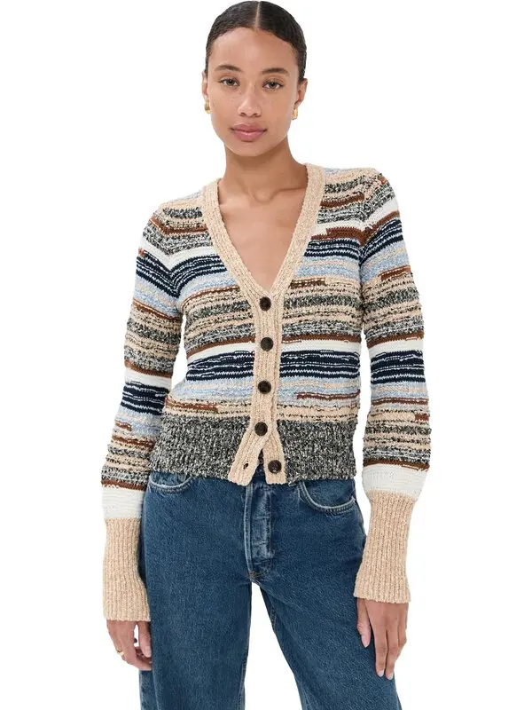 Veronica Beard Cecily Striped Cardigan - Whisky Multi