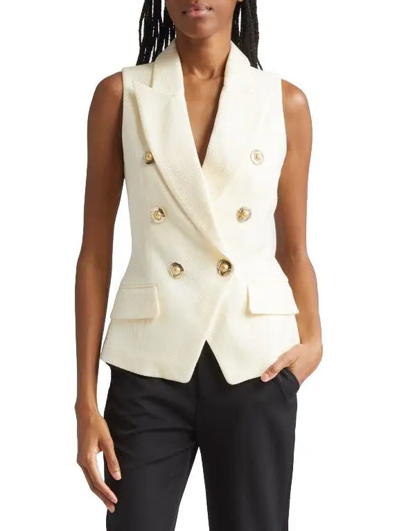Balmain Basket Weave Weskit Top - 0fa Off White
