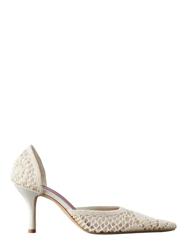 Magda Butrym Leather-trimmed Crocheted Mesh D'orsay Pumps - Cream