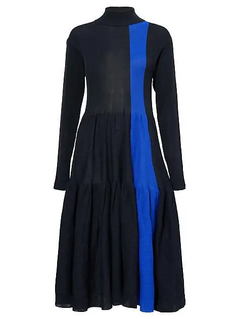 CFCL Cascades Long-sleeve Knitted Midi Dress - Black Multi