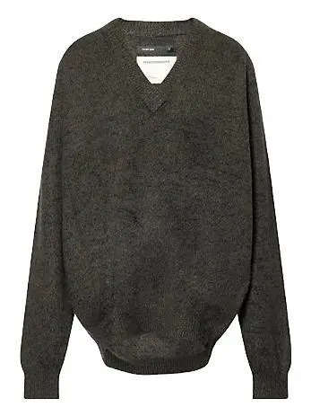 Frenckenberger V-neck Cashmere And Wool Jumper - Black Olive Black