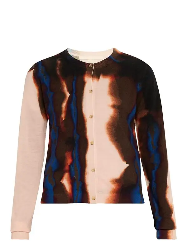 JASON WU Burned Striped Wool Cardigan - Almond Multi
