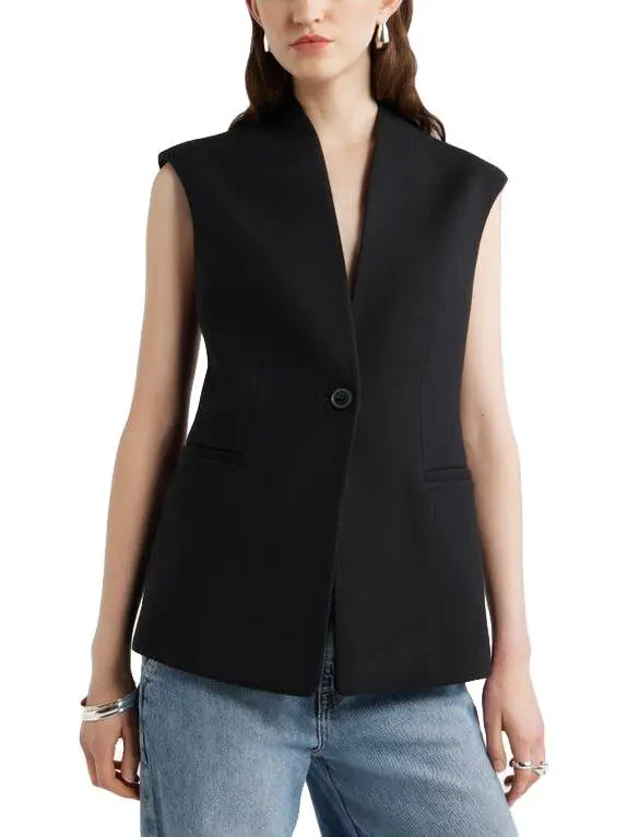 Nordstrom Waistcoat With One-button Closure - Black