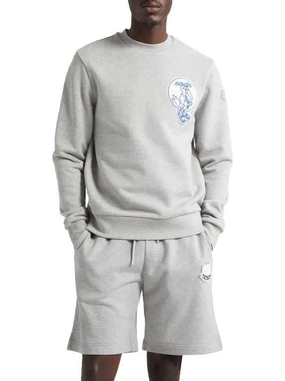 Moncler Monduck Mascot Patch Sweatshirt - Extra Light Gray Melange