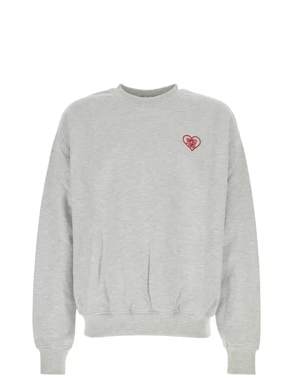 FAMILY FIRST Crewneck Sweatshirt Heart - Grey
