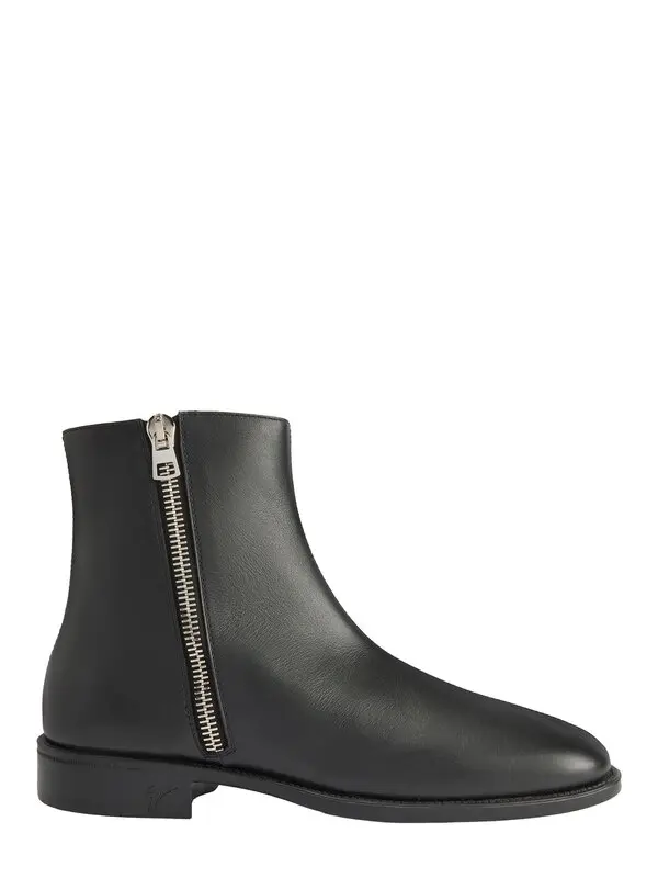 GIUSEPPE ZANOTTI Leather Ankle Boots - Black