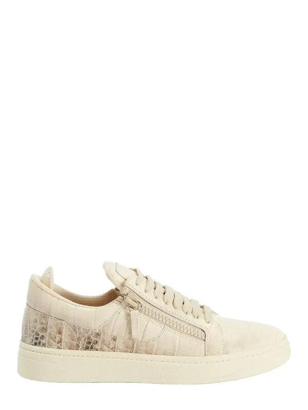 GIUSEPPE ZANOTTI Low-top Crocodile-print Sneakers - Beige