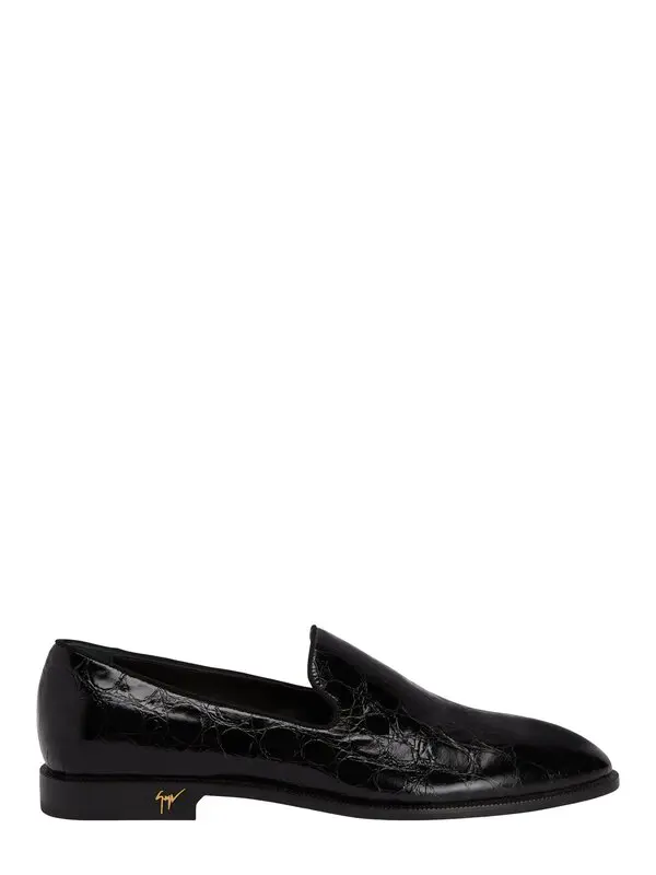 GIUSEPPE ZANOTTI Gatien Crocodile Print Loafers - Black
