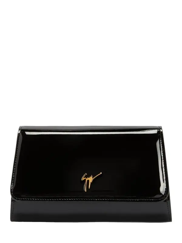 GIUSEPPE ZANOTTI Clutch With Golden Metal Hardware And Chain Strap - Black