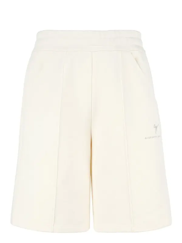 GIUSEPPE ZANOTTI Cotton Shorts With Embroidered Signature - Beige