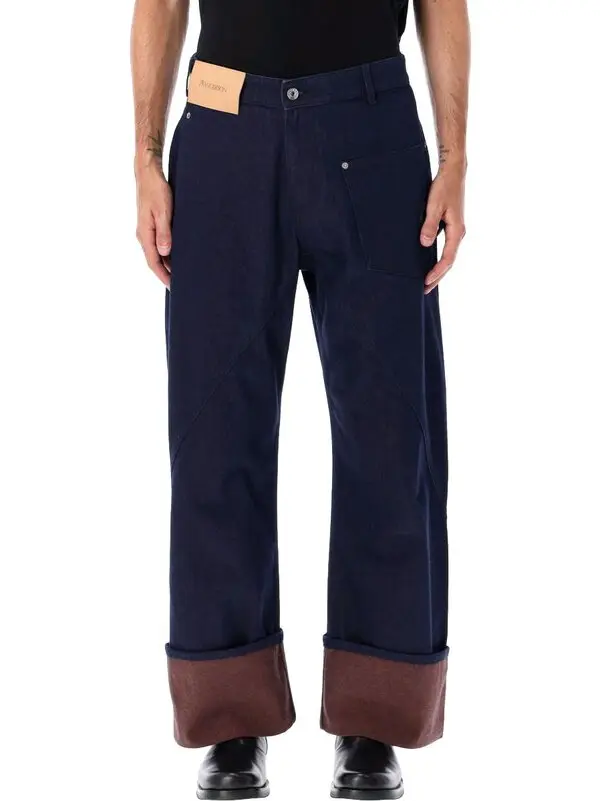 JW Anderson Turn-up Twisted Workwear Jeans - Blue