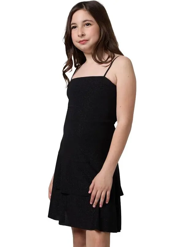 UN DEUX TROIS Glitter Bow-back Tiered Dress - Black