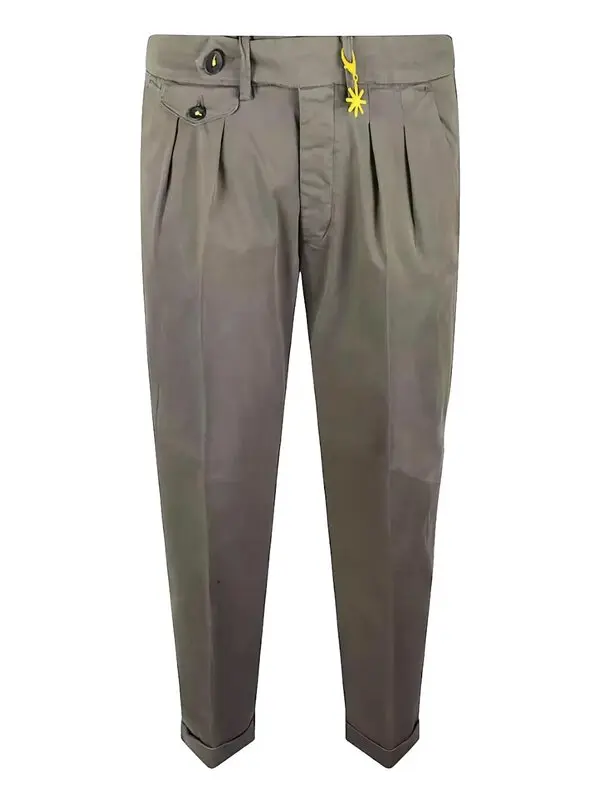 MANUEL RITZ Pleated Trousers With Cuffed Hems - 25329037 Green