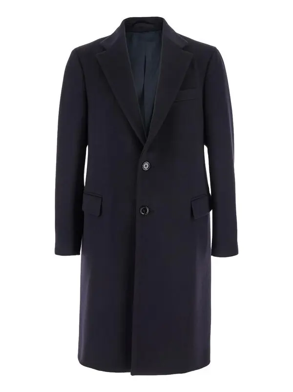 LARDINI Single-breasted Wool Coat With Classic Lapels - Blue