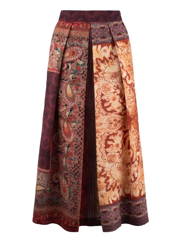 PIERRE-LOUIS MASCIA Virgin Wool Flared Skirt - Red