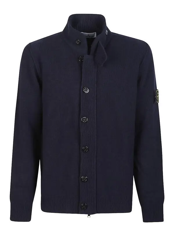 Stone Island Logo Patch Cardigan - Blue