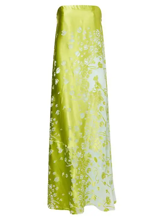 Christopher Esber Burnout Jacquard Strapless Woven Midi Dress - Mint/sour Green