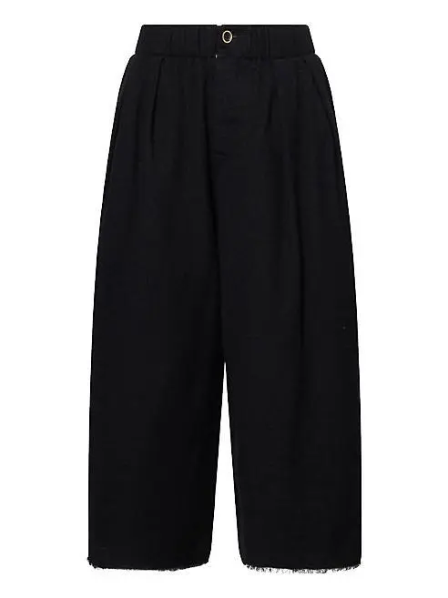 UMA WANG Wide-leg Wool-blend Trousers - Black