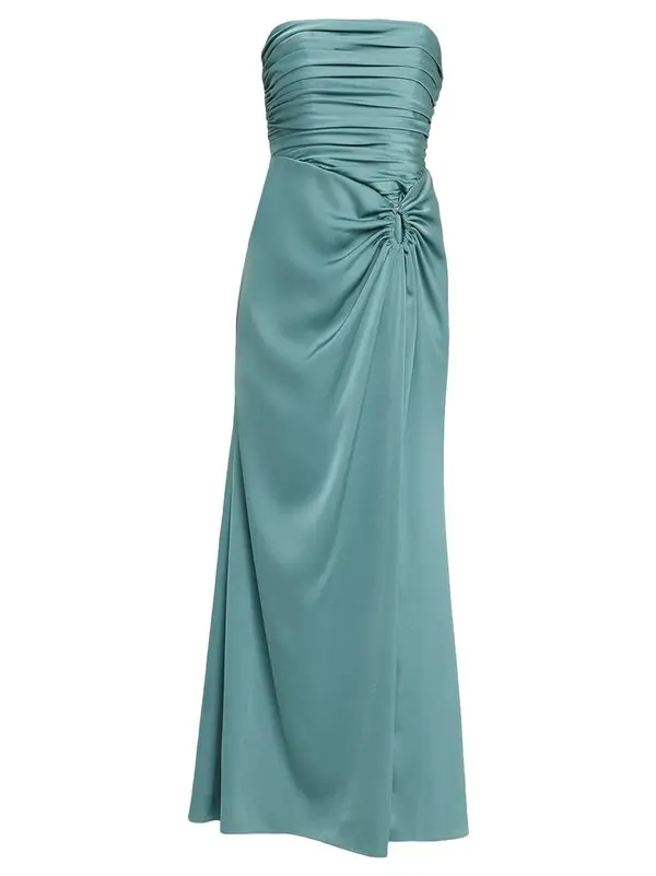 Aidan Mattox Strapless Pleated Crepe Back Satin Gown - Cool Mint