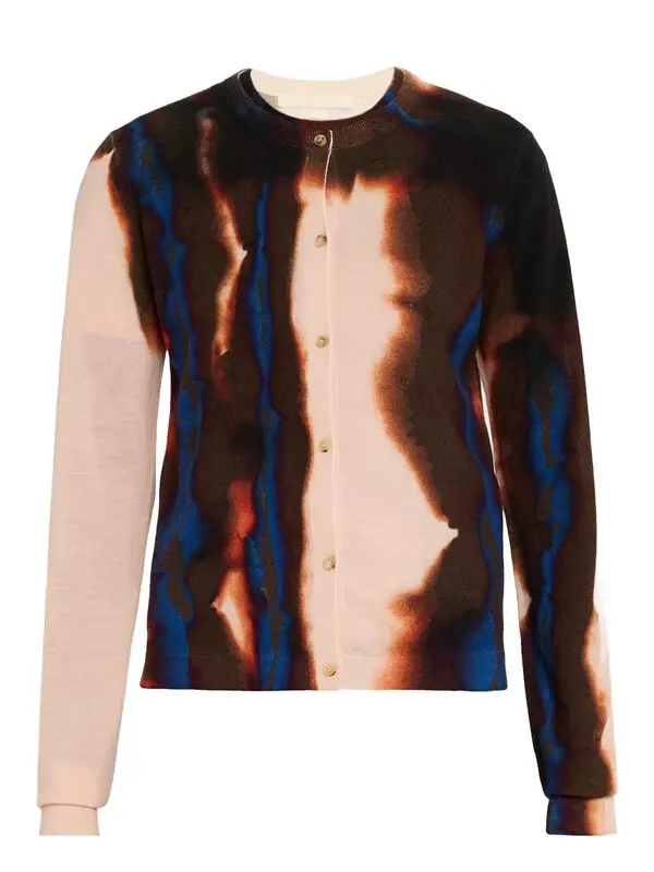 JASON WU Striped Wool Cardigan - Almond Multi
