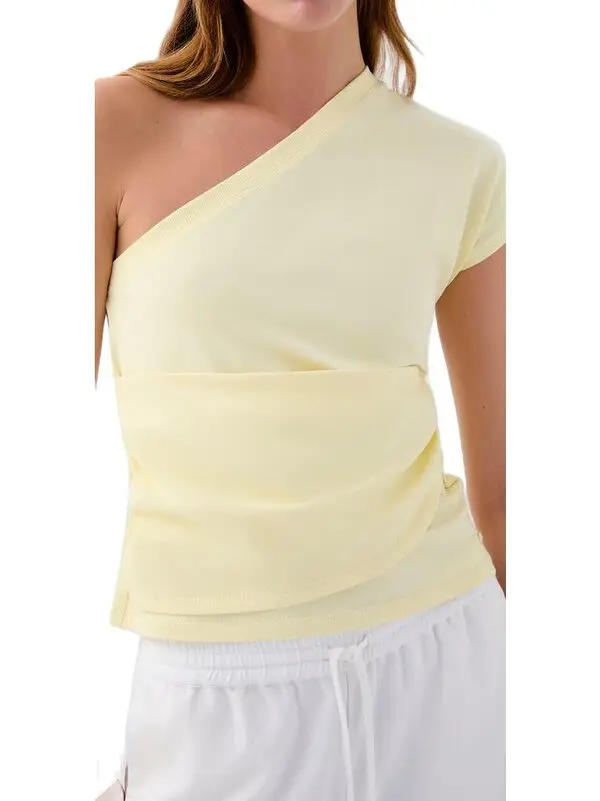 SCALPERS Asymmetric Draped Tee - Lightyellow