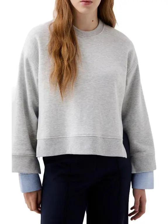 SCALPERS Striped Shirt Back Cotton-blend Sweatshirt - Greymelange