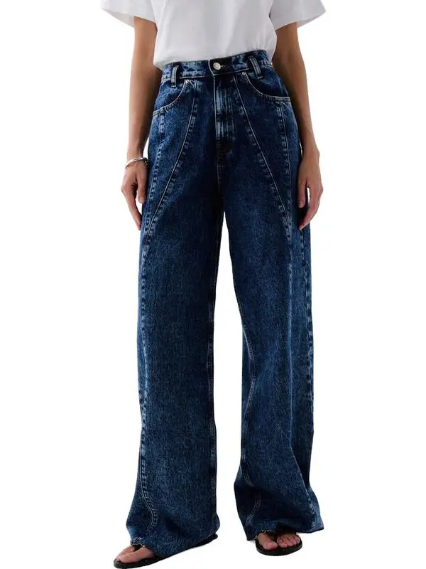 SCALPERS High Waist Wide Leg Denim Pant - Darkindigo