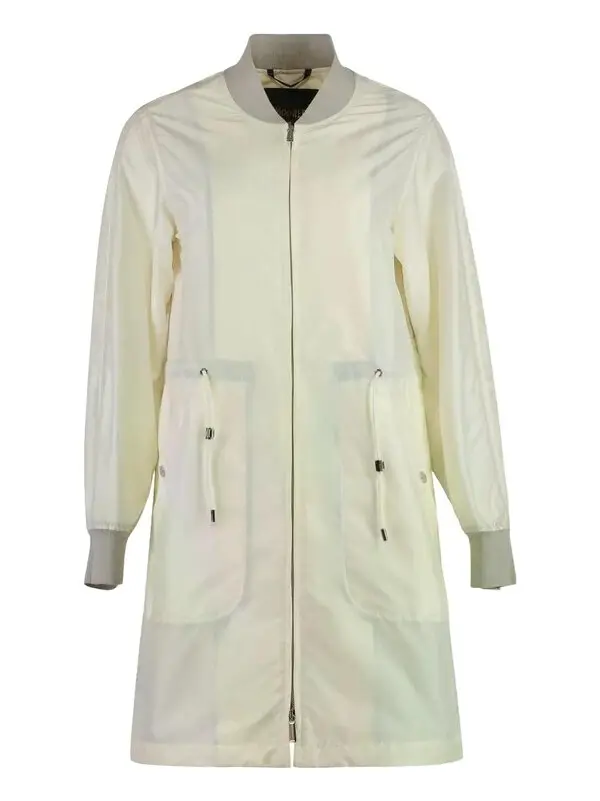 MOORER Zip-fastening Coat With Drawstring Detail - Neutrals