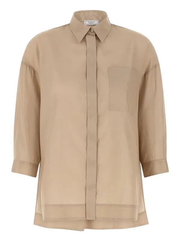 Peserico Asymmetric Hem Iridescent Shirt - Beige