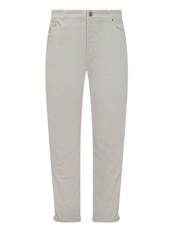 Brunello Cucinelli Dyed Stretch Cotton Pants - White