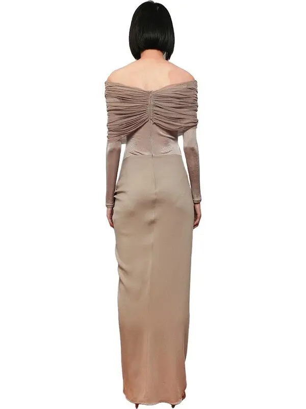 Christopher Esber Sonora Veiled Ruched Dress - Ivory