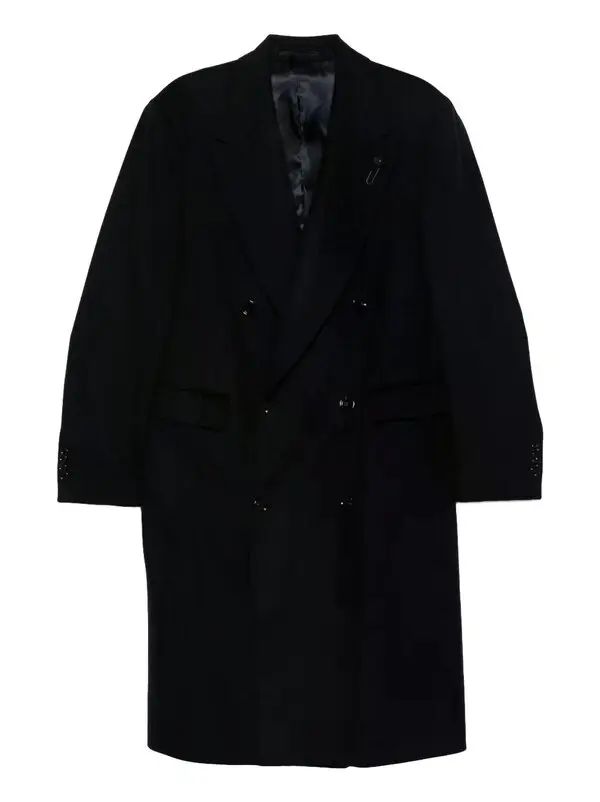 LARDINI Double-breasted Wool Coat - Blue