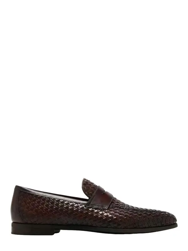 Magnanni Herman Woven-leather Loafers - Brown