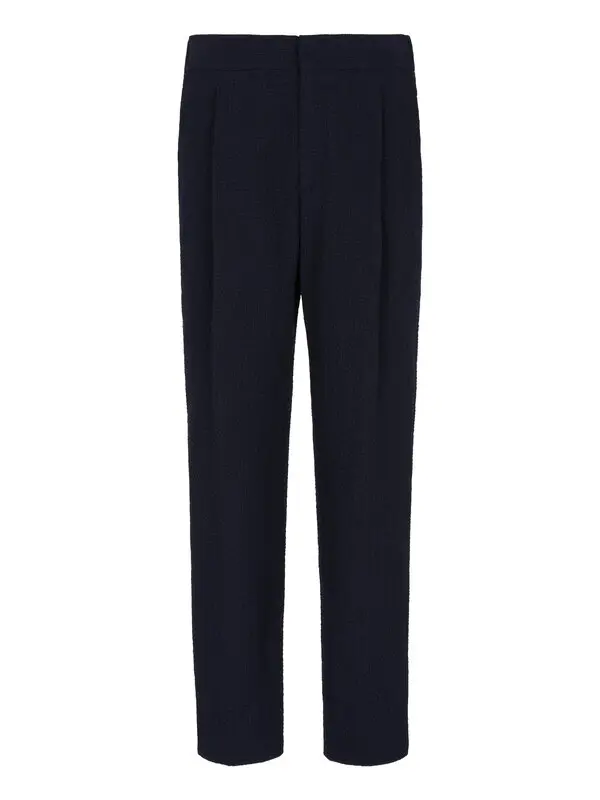 Giorgio Armani Single-pleat Seersucker Trousers - Blue