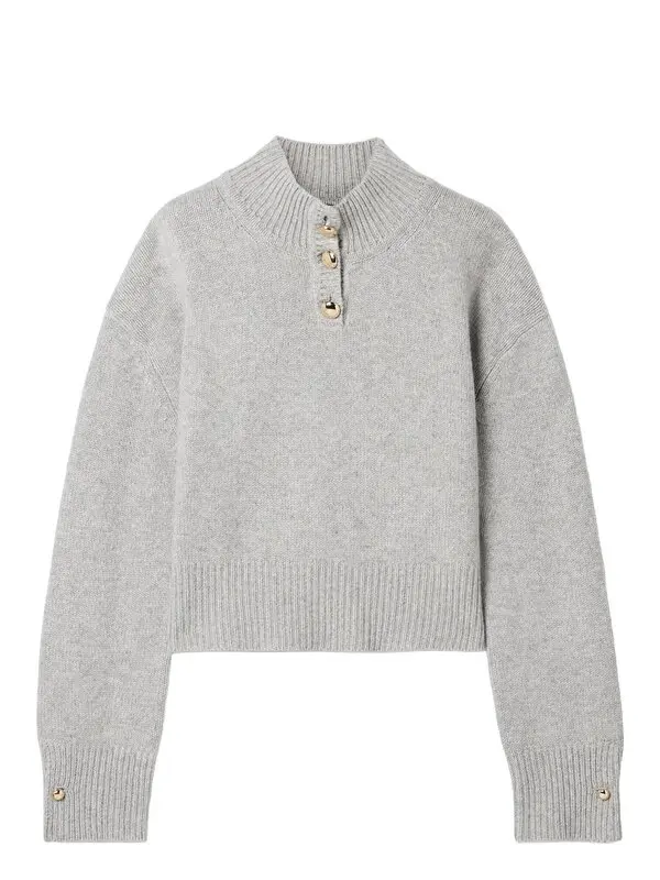Brandon Maxwell The Rowe Cropped Recycled-cashmere Sweater - Gray