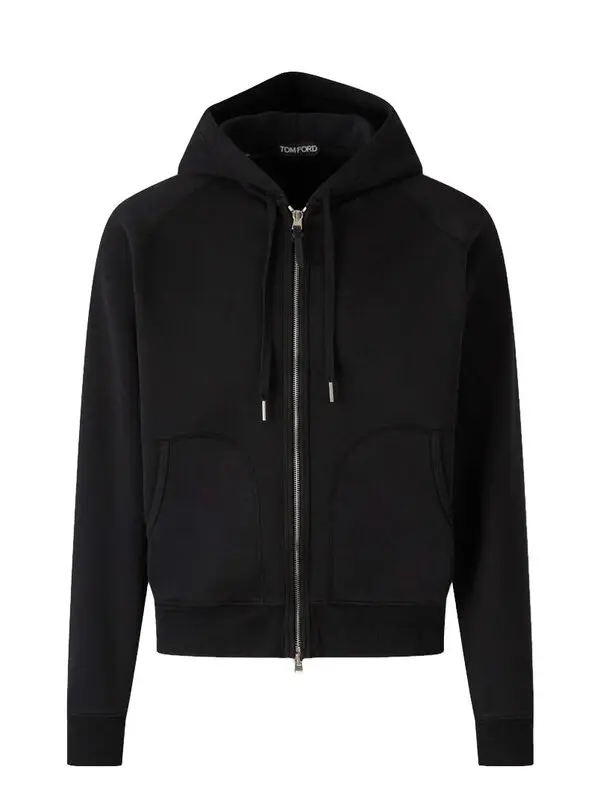 TOM FORD Hooded Zip-up Sweatshirt - Black
