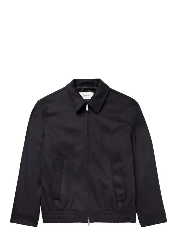 LARDINI Cashmere And Wool-blend Felt Blouson Jacket - Blue