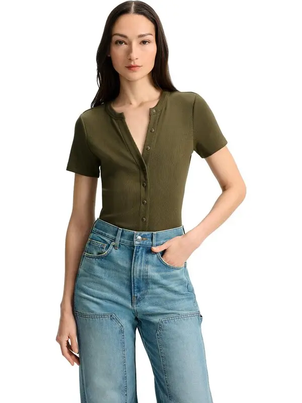 Veronica Beard Dilia Button-down T-shirt - Cypress