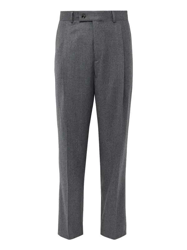 Caruso Slim-fit Pleated Wool Trousers - Gray