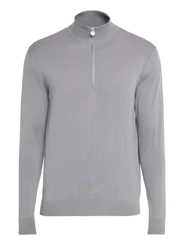 Kiton Wool Half-zip Pullover - Gry