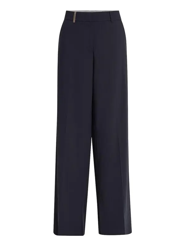 Peserico Wide-leg Side Slit Trousers - Ink