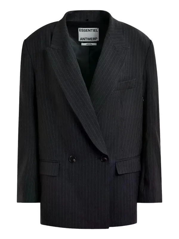 Essentiel Antwerp Pinstripe Double-breasted Blazer - Blue