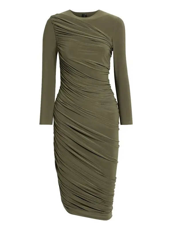 Norma Kamali Ruched Stretch-jersey Dress - Army Green
