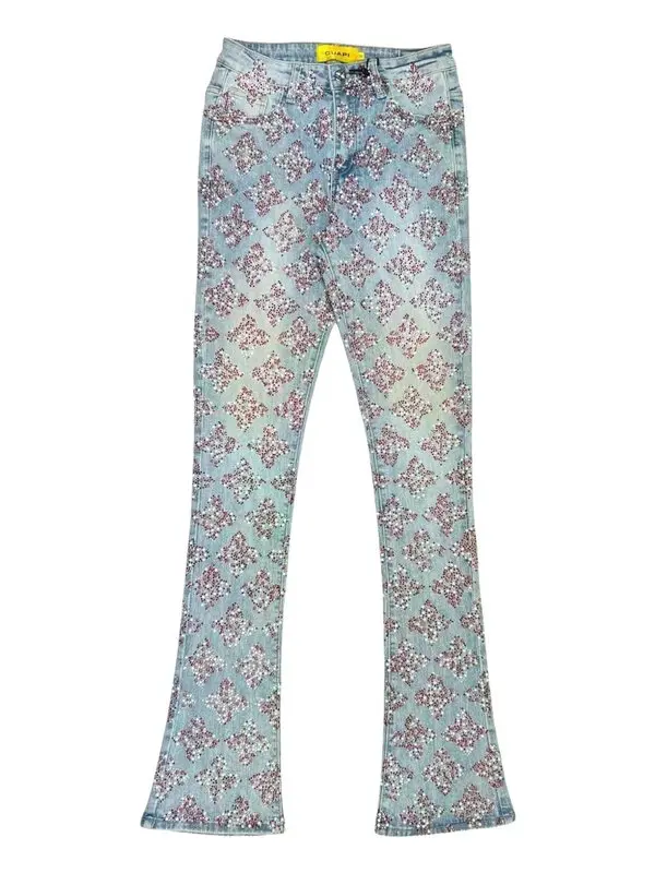 GUAPI Crystal-embellished Flare Jeans - Blue
