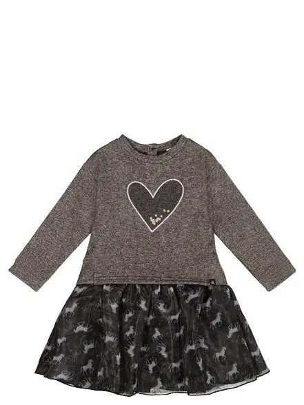 DEUX PAR DEUX Bi-material Dress With Mesh Skirt - Black