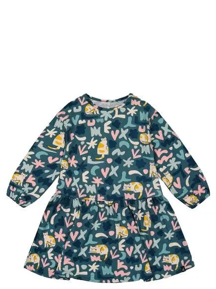DEUX PAR DEUX Cat Print Jersey Dress - Green