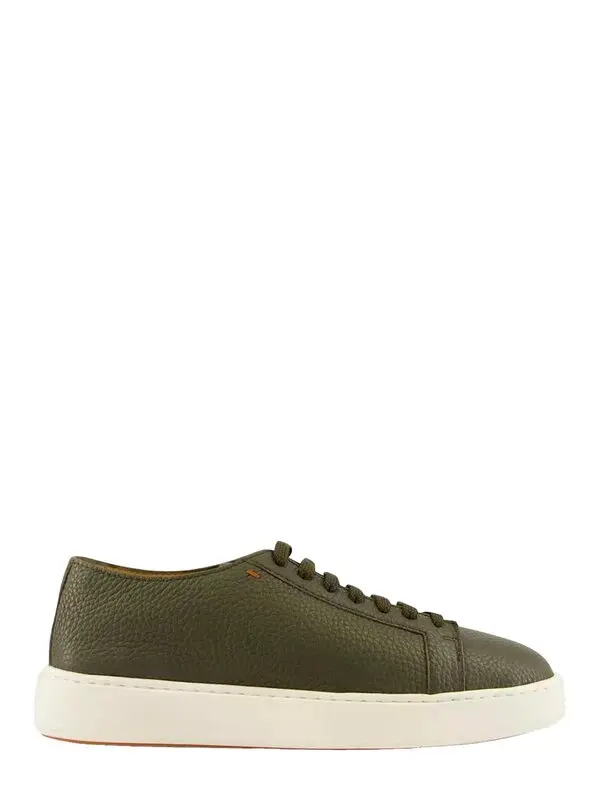 Santoni Leather Lace-up Sneakers - Green