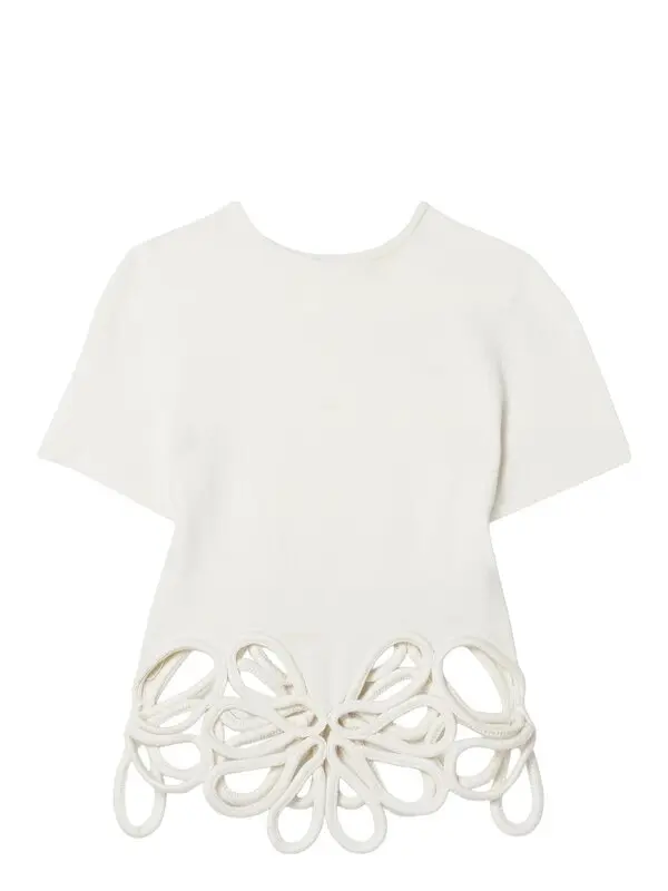Cult Gaia Eres Cutout Appliquéd Knitted T-shirt - Off-white