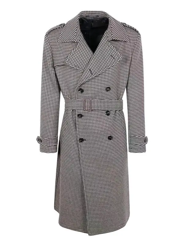Tagliatore Houndstooth Belted Coat - Black